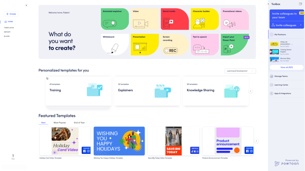 Powtoon - Licence Teams - E-learning Boulevard